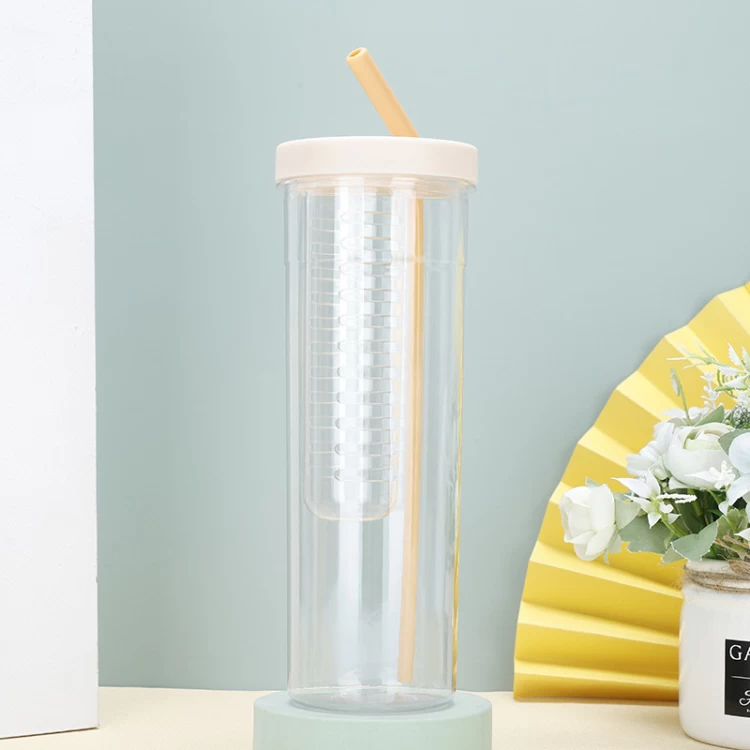 China Plastic Drinking Filter Cup With Lid And Straw